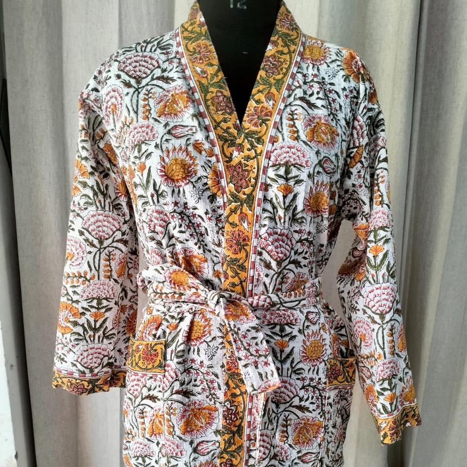 Ultimate Yellow Floral Bathrobe – The Home Linen Studio